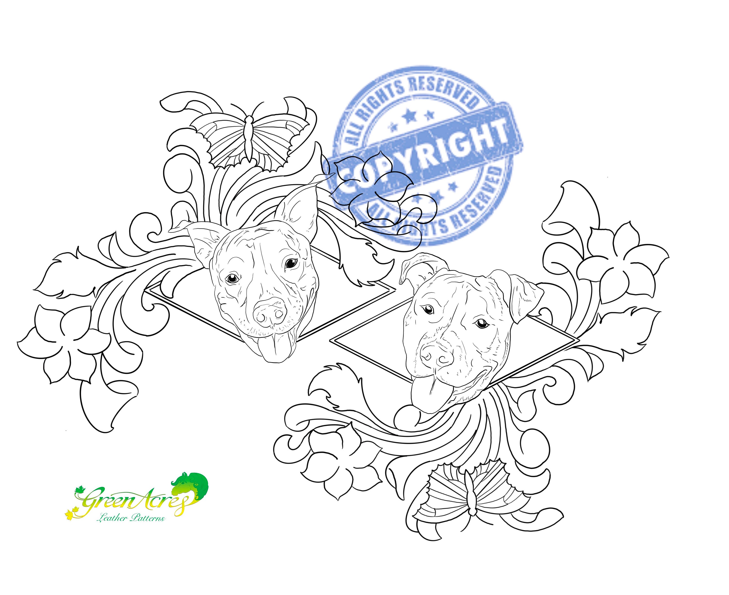 Staffy Leather Tooling Pattern - Etsy