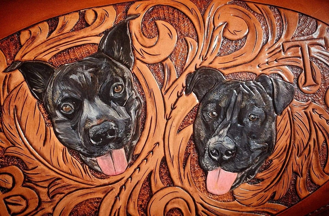 Staffy Leather Tooling Pattern - Etsy