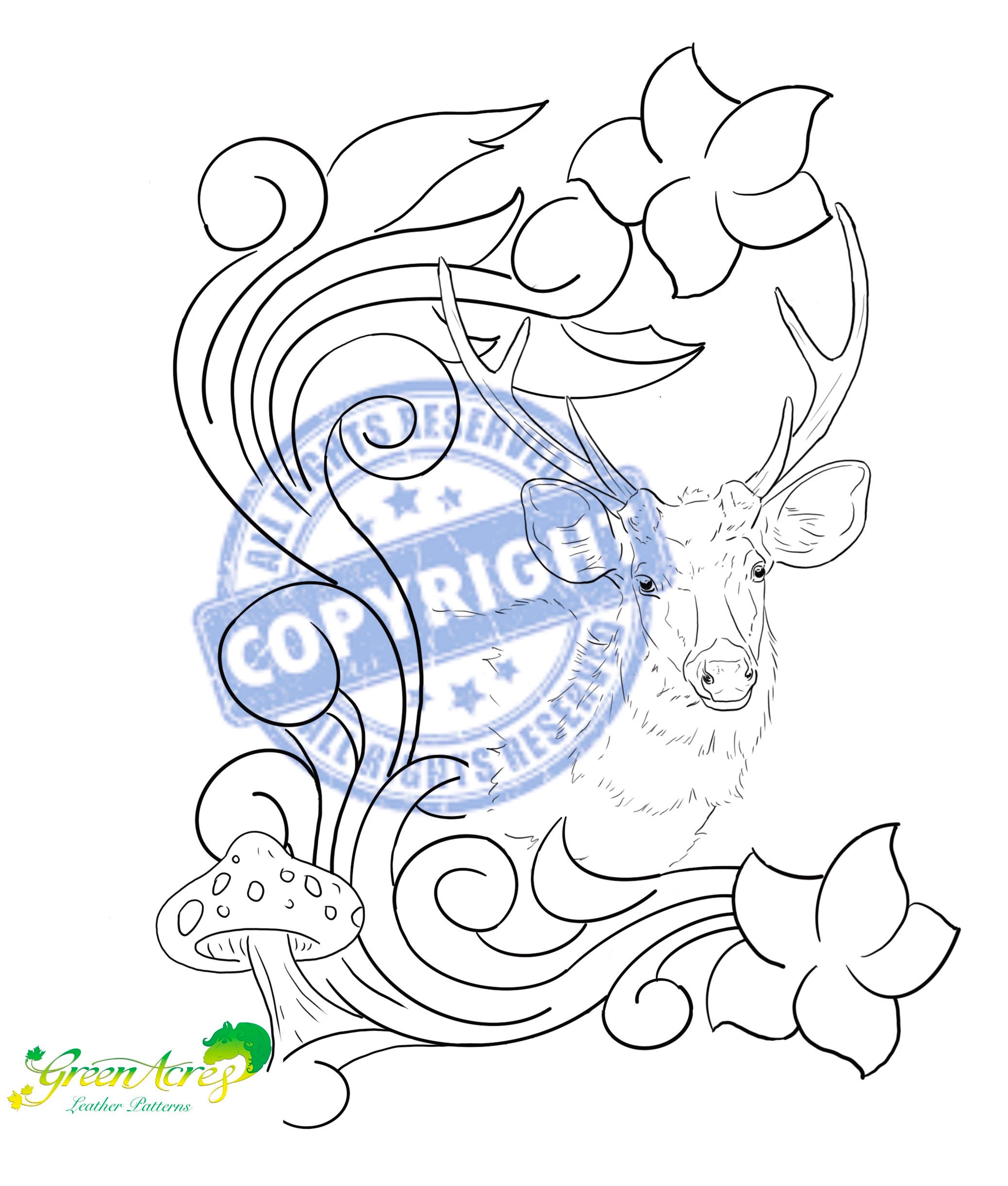 Deer Leather Tooling Pattern - Etsy