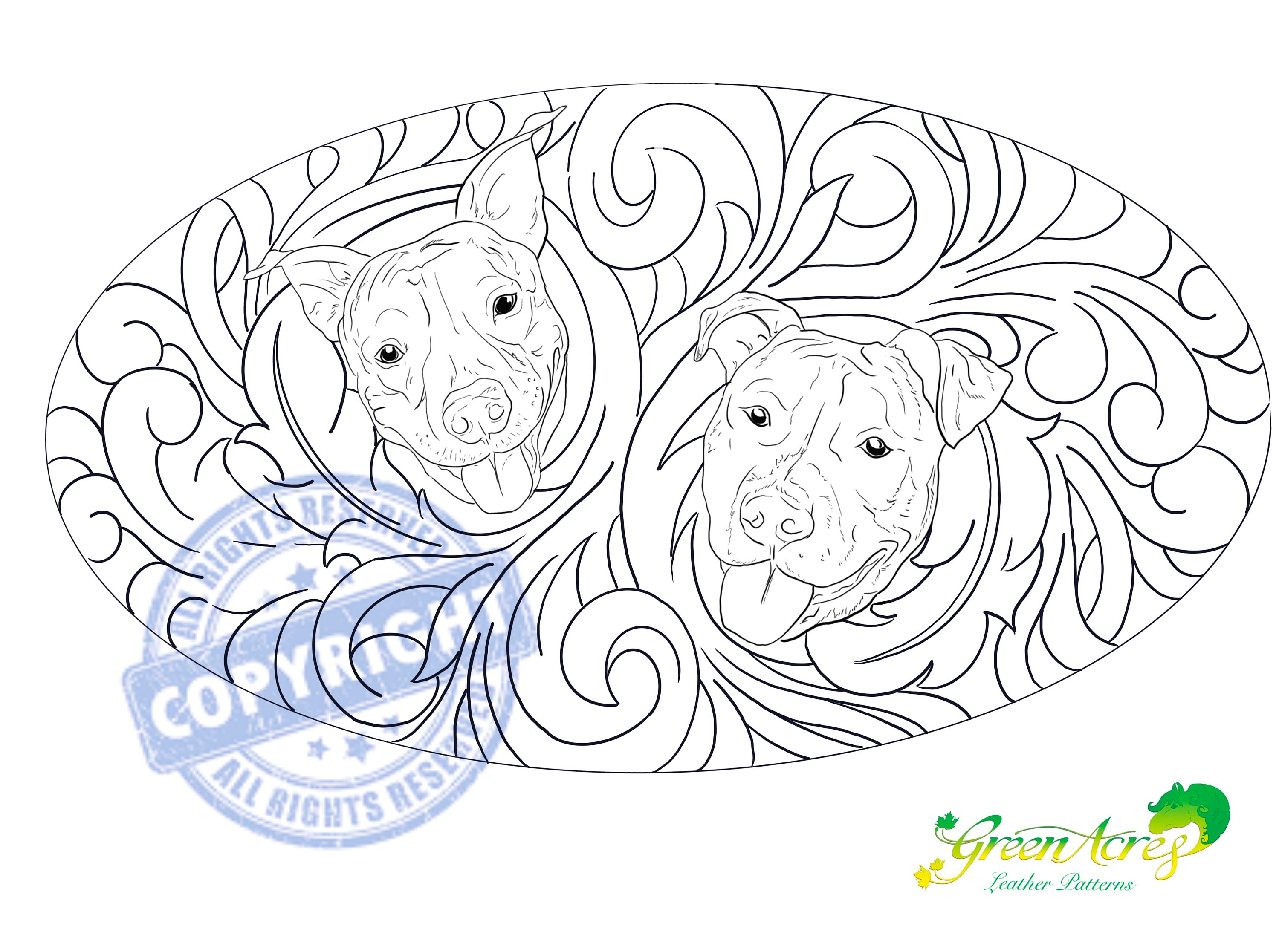 Staffy Leather Tooling Pattern - Etsy