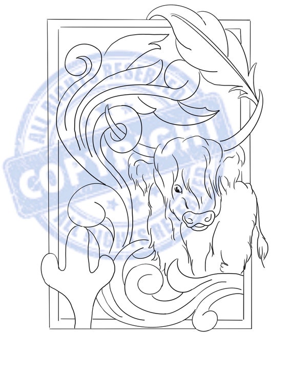 Leather Tooling Pattern Highland Cow - Etsy