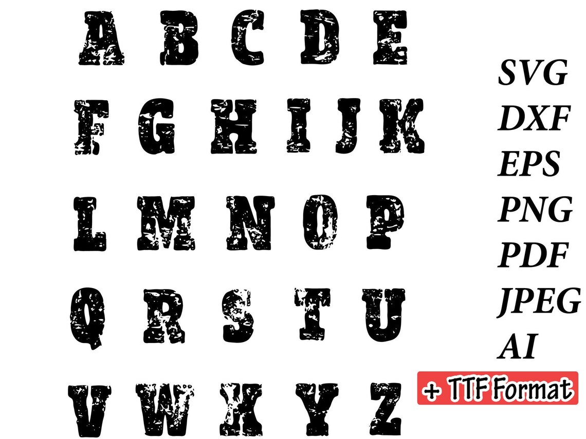 Distressed font svg Grunge font svg Grunge vintage font svg | Etsy