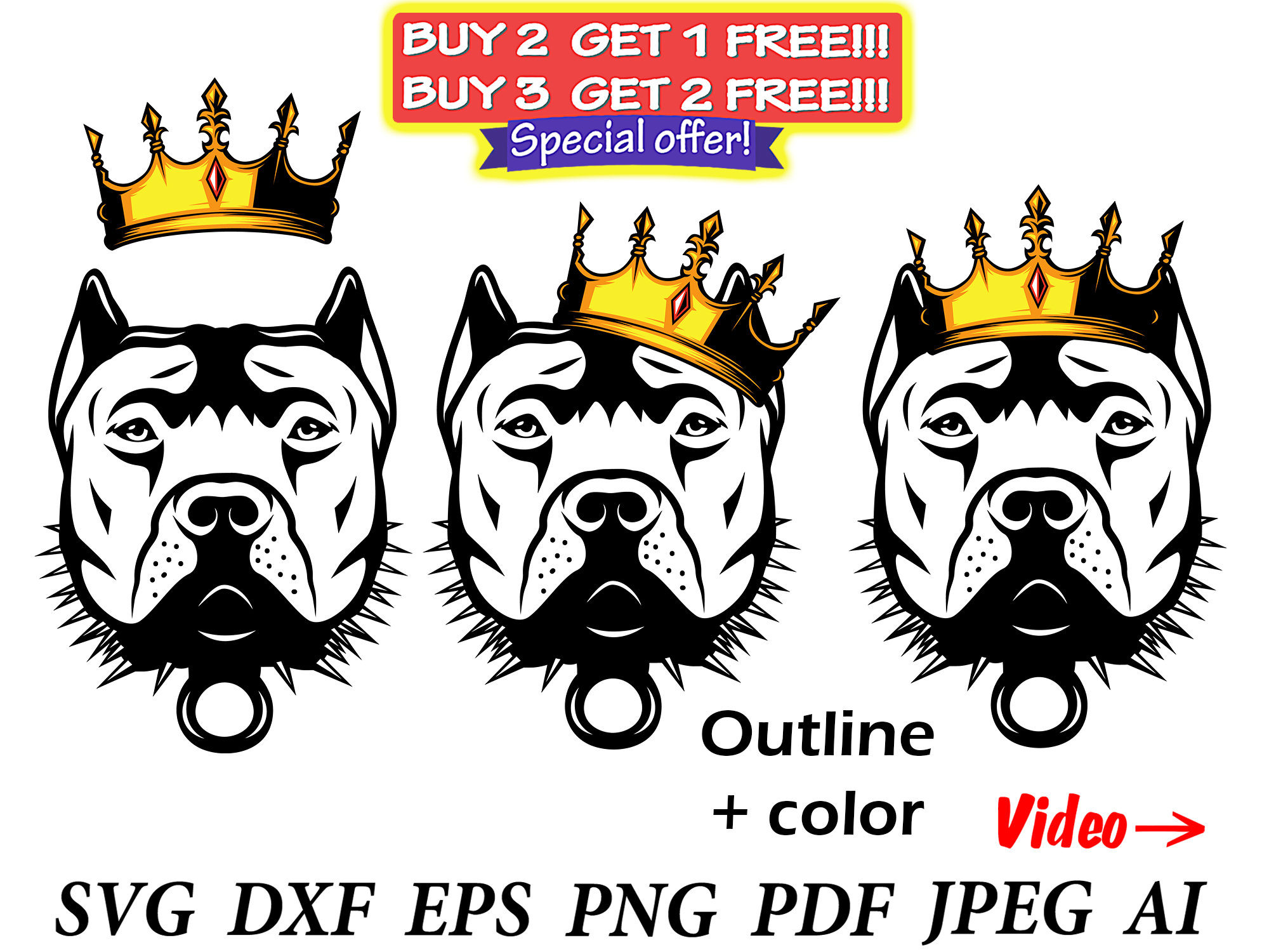 Pitbull with crown SVG bundle Pitbull Png Dog svg Pet Dog PNG | Etsy