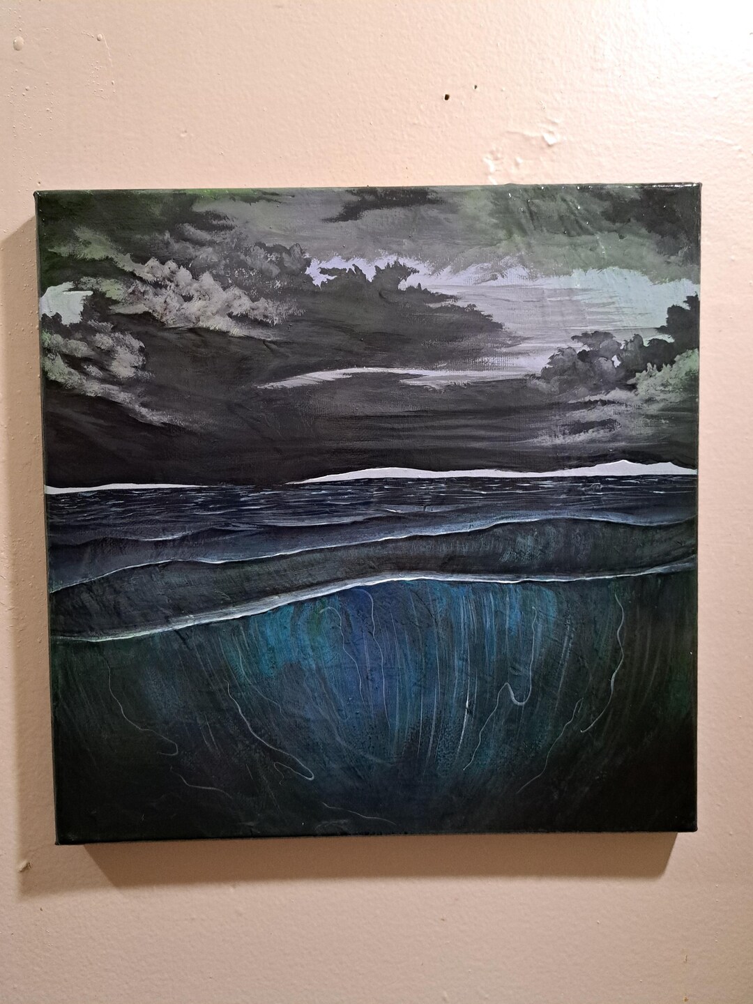 Just a Dream, Surrealism Acrylic Painting, Textured Canvas, High Gloss ...