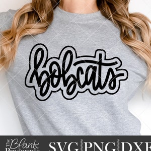 Bobcats SVG Cut File, Outlined Bobcats Mascot SVG, Dxf, and Png Digital ...
