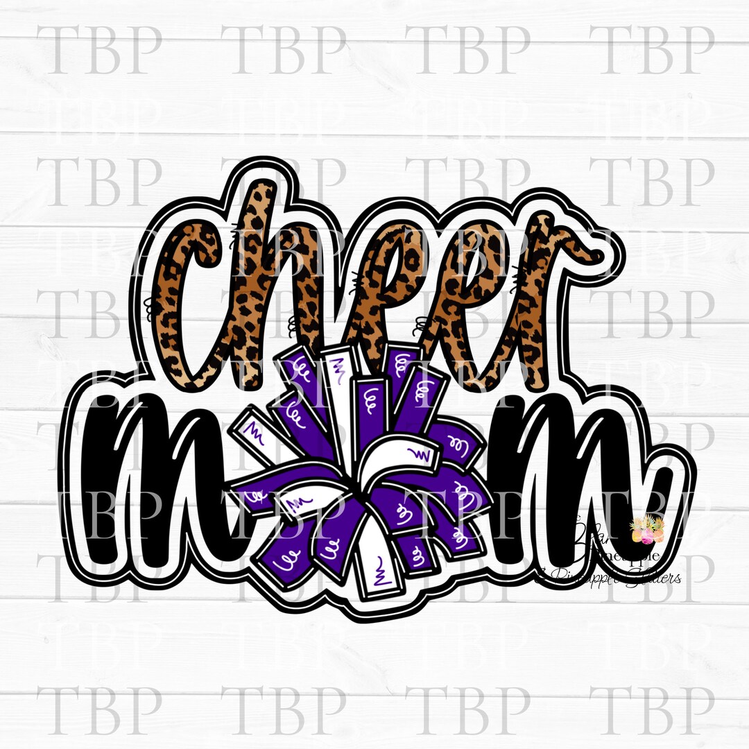 Cheer Design PNG, Leopard and Purple Cheer Mom Design, Cheerleading ...