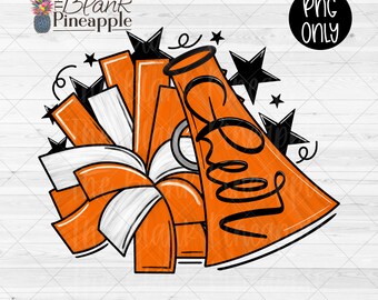 Cheer Dad PNG Image Orange Camo Cheer Poms & Megaphone - Etsy