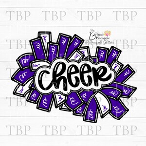 Cheer Design Cheer Pom Poms in Purple PNG Clipart Sublimation Download ...