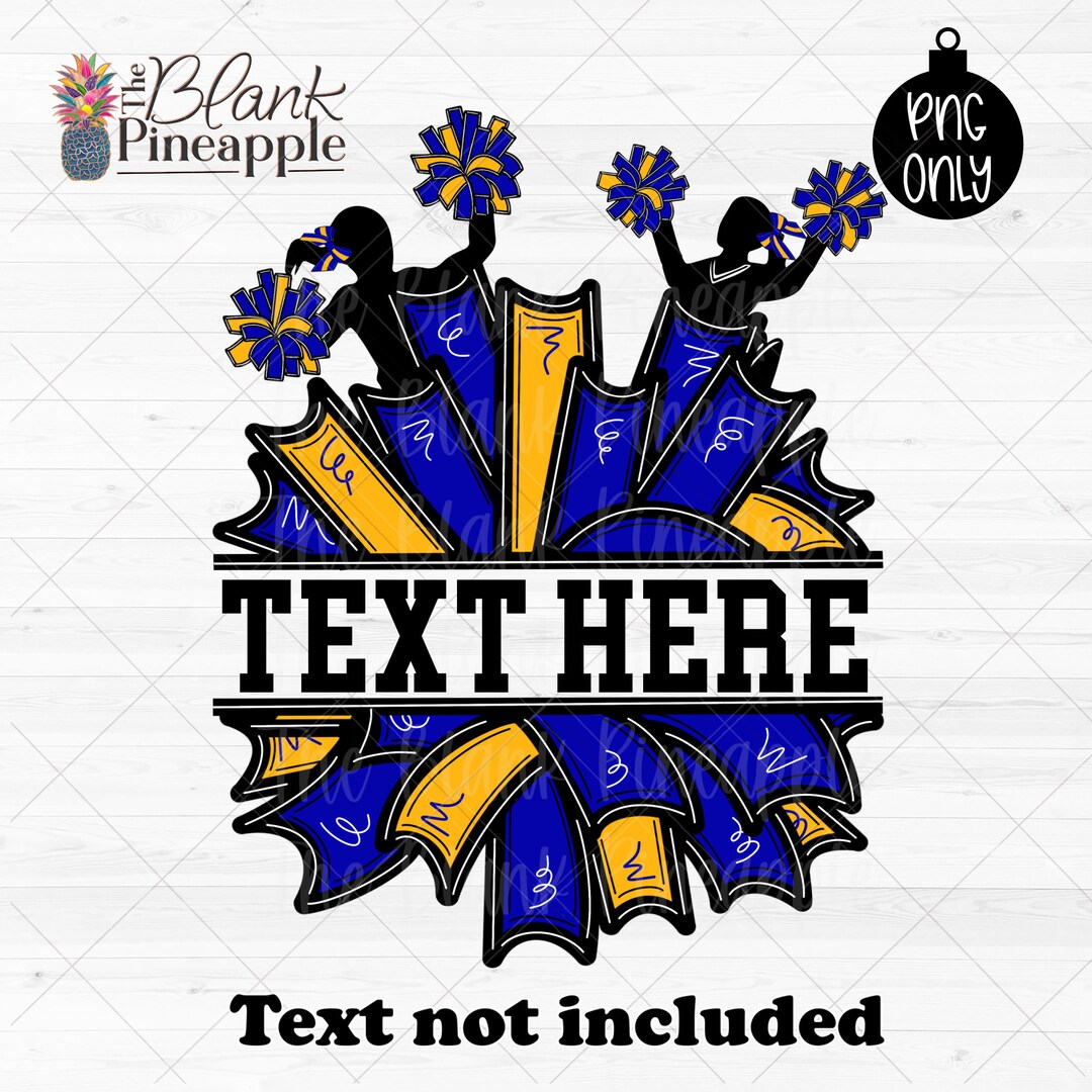 Cheer Design PNG, Add Your Own Name Cheer Pom Poms in Blue and Yellow ...