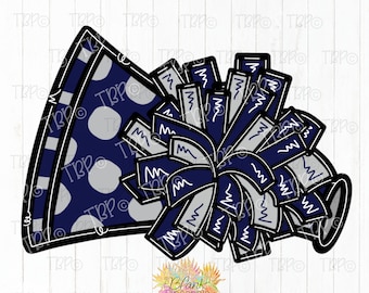 Cheer Design PNG Add Your Own Name Cheer Megaphone and Pom - Etsy