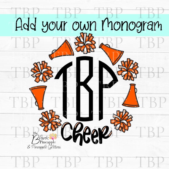 Cheer Design PNG Orange Cheer Monogram Frame With Megaphone - Etsy