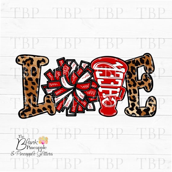Cheer Design LOVE Cheer Leopard and Red PNG 300dpi Clipart - Etsy