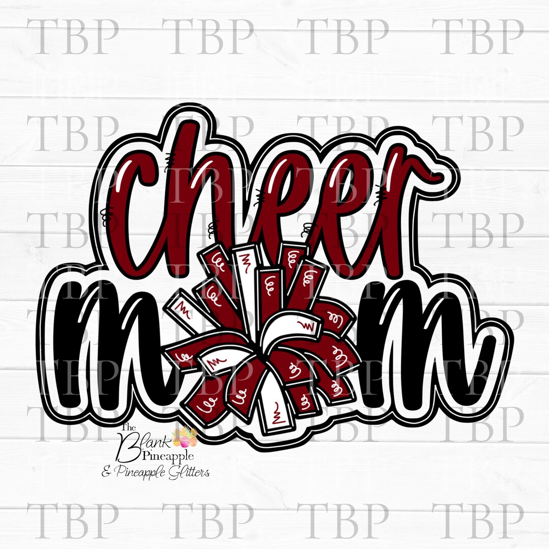 Cheer Design PNG, Dark Red Cheer Mom Design, Cheerleading Sublimation ...