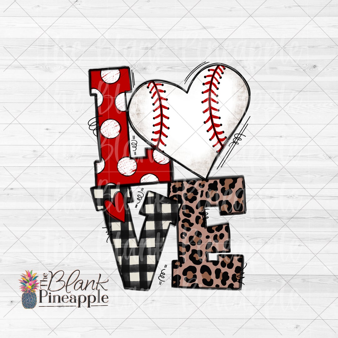 Baseball Design PNG, Red LOVE Baseball PNG, Baseball Sublimation Design ...