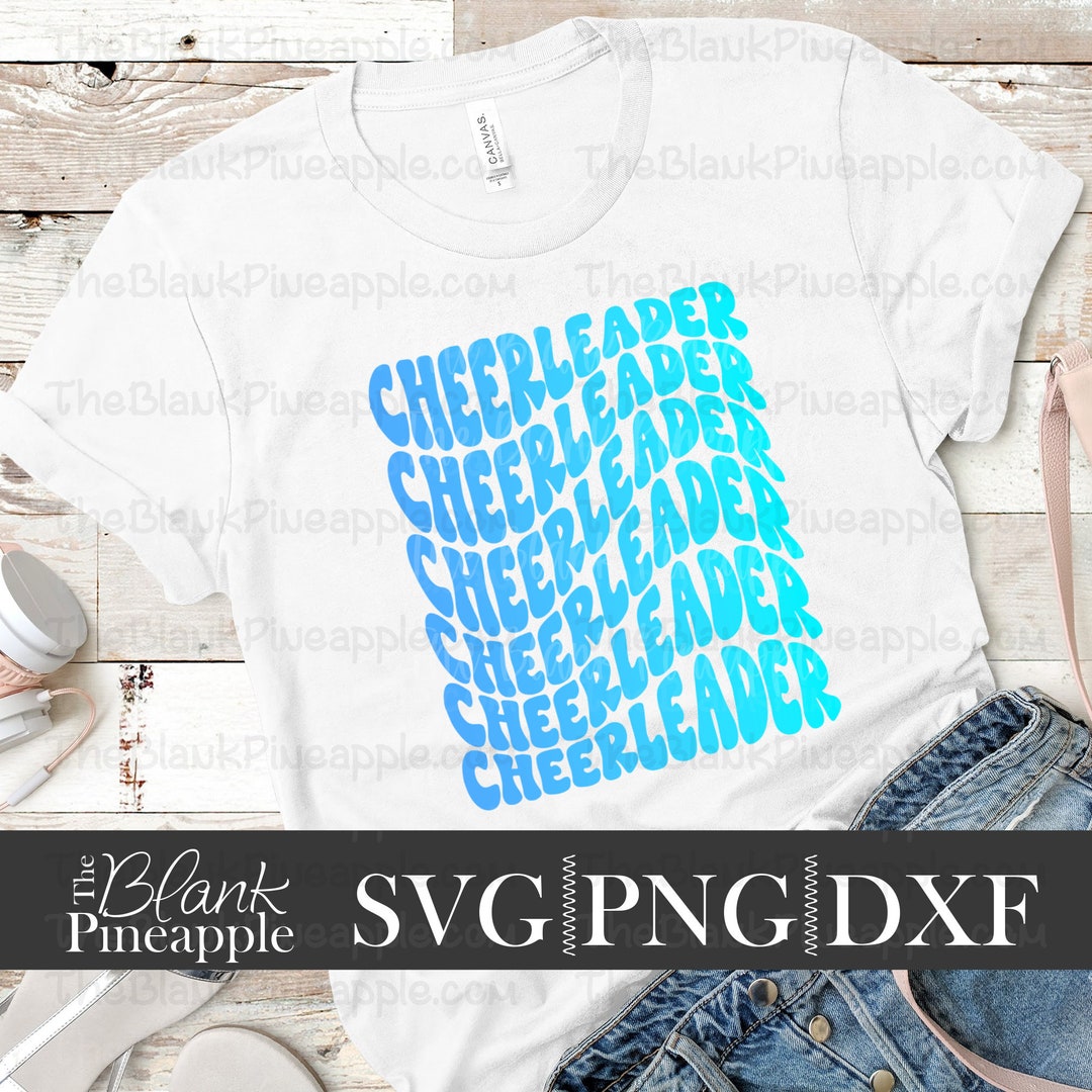 Cheerleader SVG Cut File, Warped Retro Cheerleader SVG, DXF, and Png ...