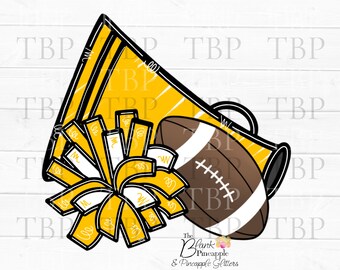 Orange Black Cheerleader Megaphone and Pom Poms Football PNG - Etsy