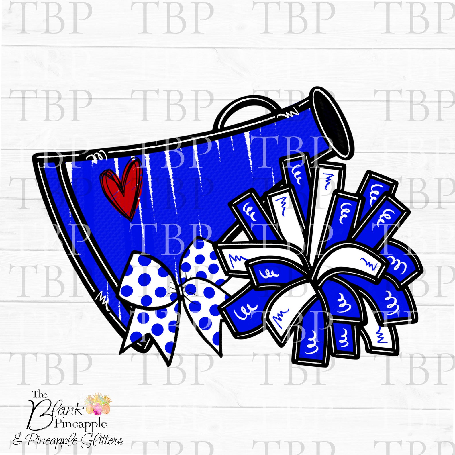 Cheer Design PNG Cheer Megaphone and Pom Poms With Bow in - Etsy