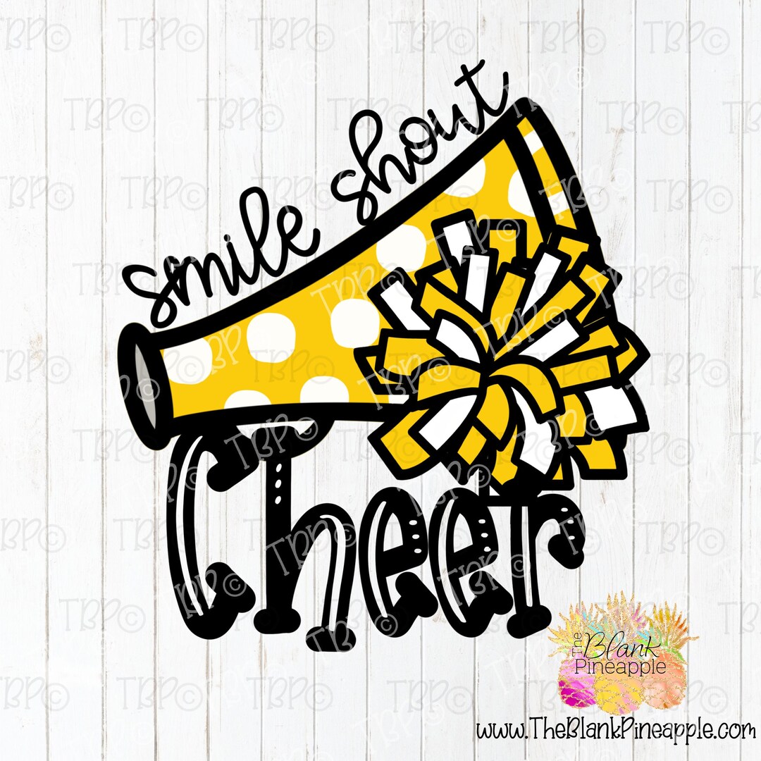 Cheer Design PNG, Yellow Smile Shout Cheer Pom Poms PNG, Cheerleading ...