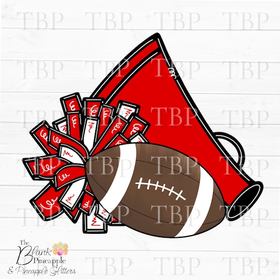 Cheer Design PNG Cheer Football Megaphone and Pom Pom in Red - Etsy