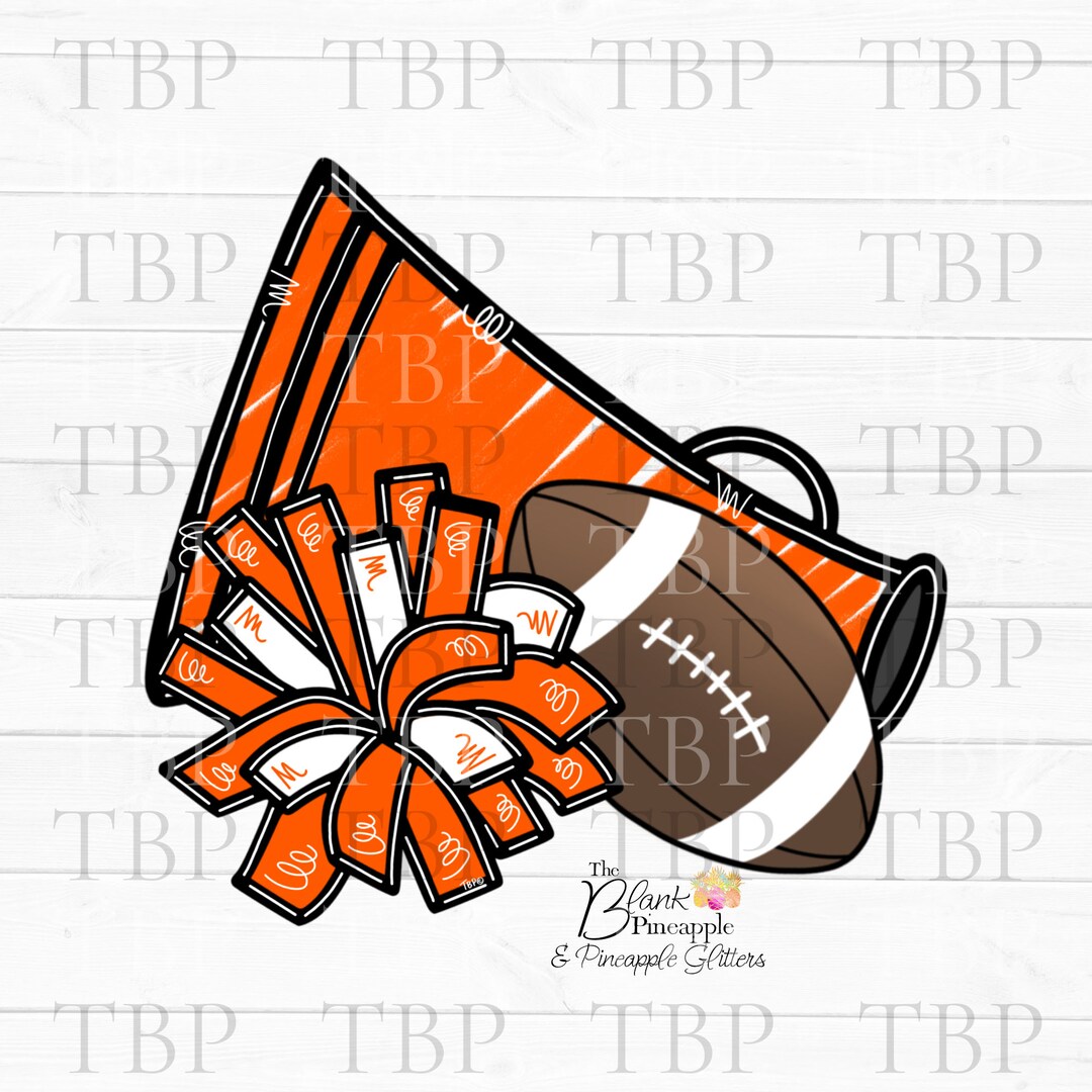 Cheer Design PNG Pom Poms Football in Orange Clipart Download Design ...