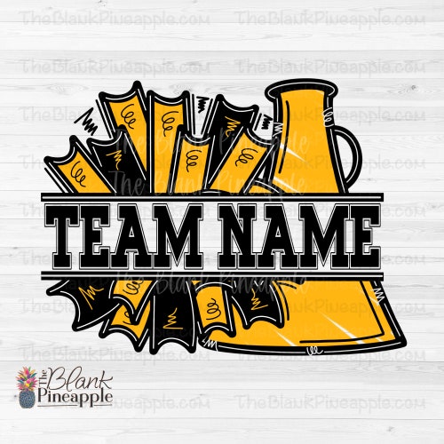 Cheer Design PNG Add Your Own Name Cheer Megaphone and Pom - Etsy