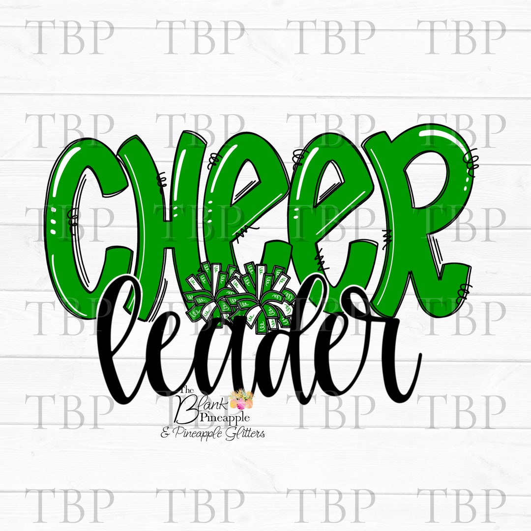 Cheer Design PNG, Cheerleader in Green PNG 300dpi Clipart, Cheerleader ...