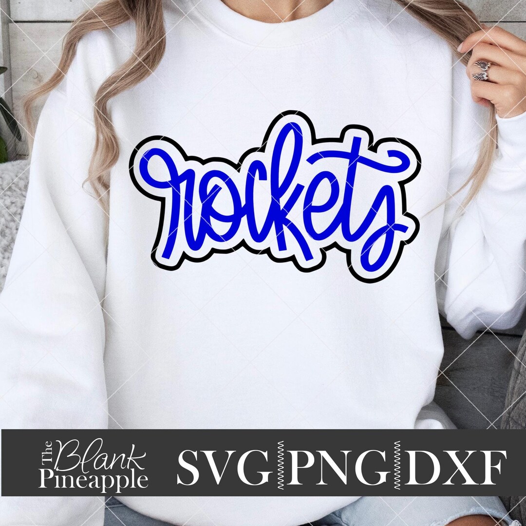 Rockets SVG Cut File, Outlined Rockets Mascot SVG, Dxf, and Png Digital ...