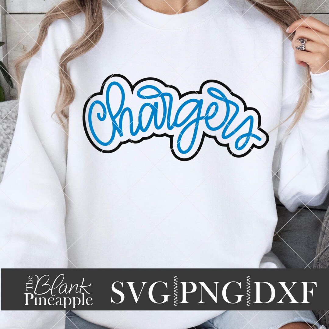 Chargers SVG Cut File, Outlined Chargers Mascot SVG, Dxf, and Png ...