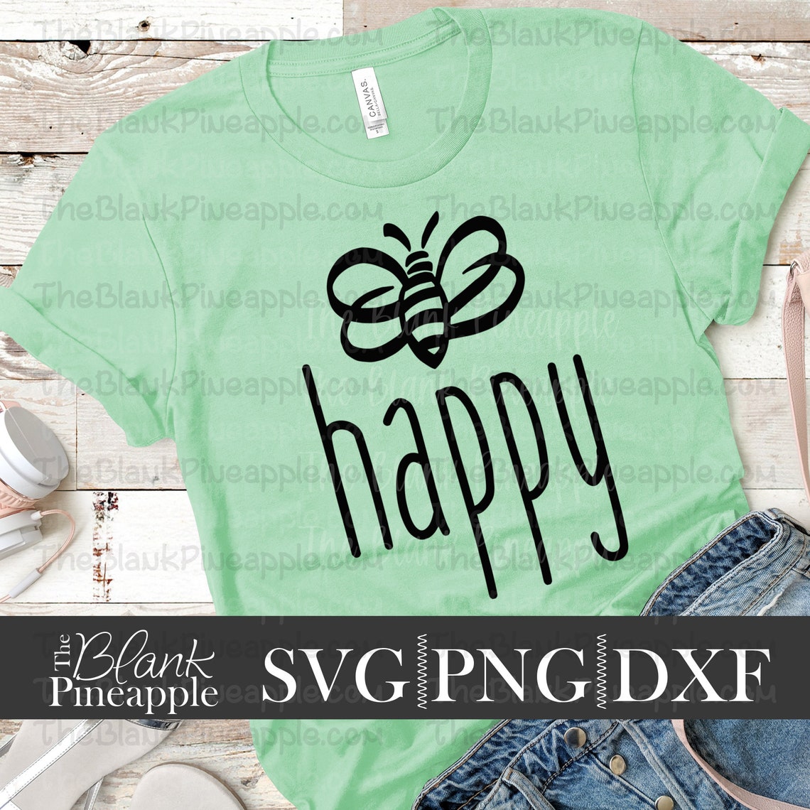 Bee Happy Cut File Png Svg Eps & Dxf Bee SVG for Tshirt - Etsy