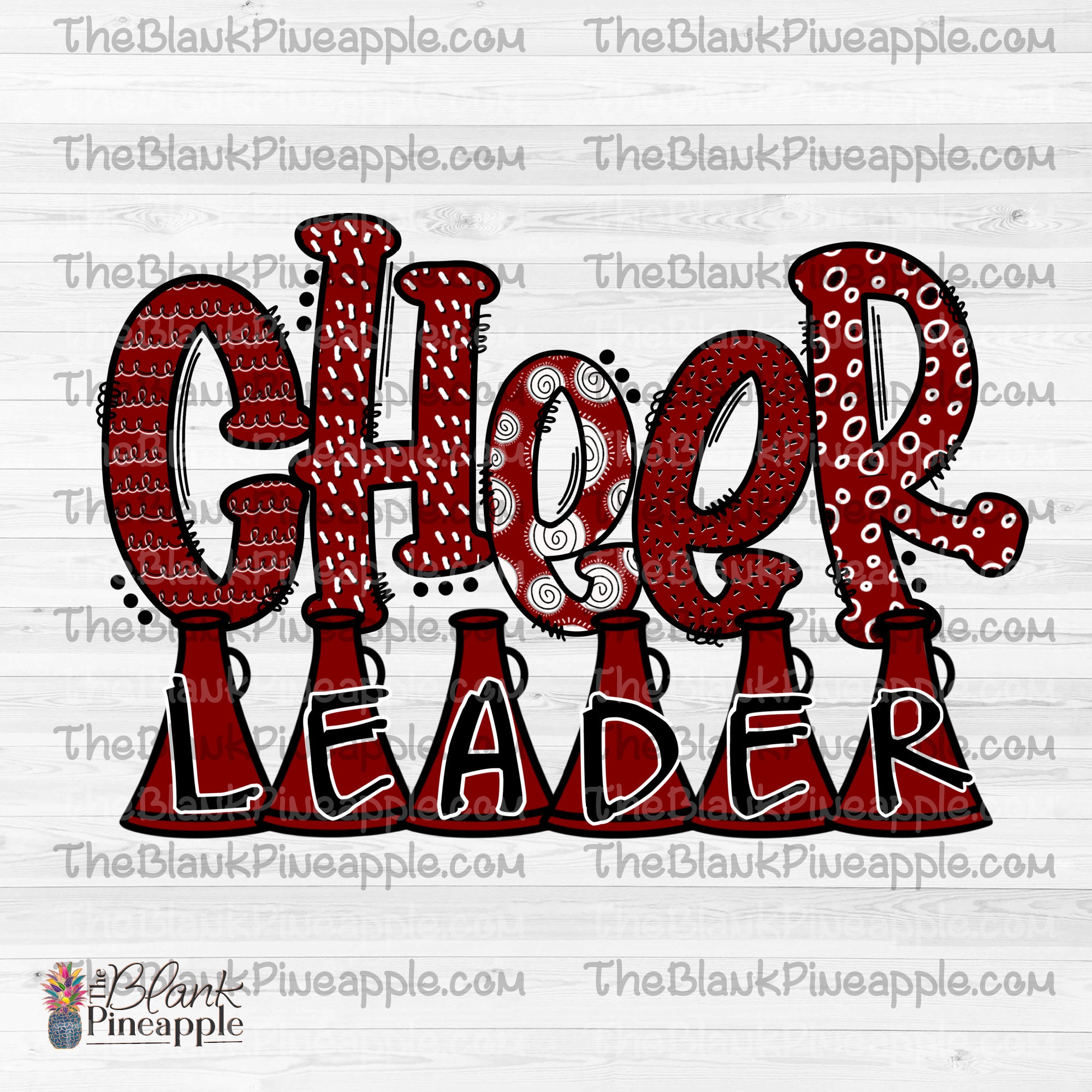 Cheer Design PNG, Doodle Cheerleader Megaphones in Maroon PNG ...
