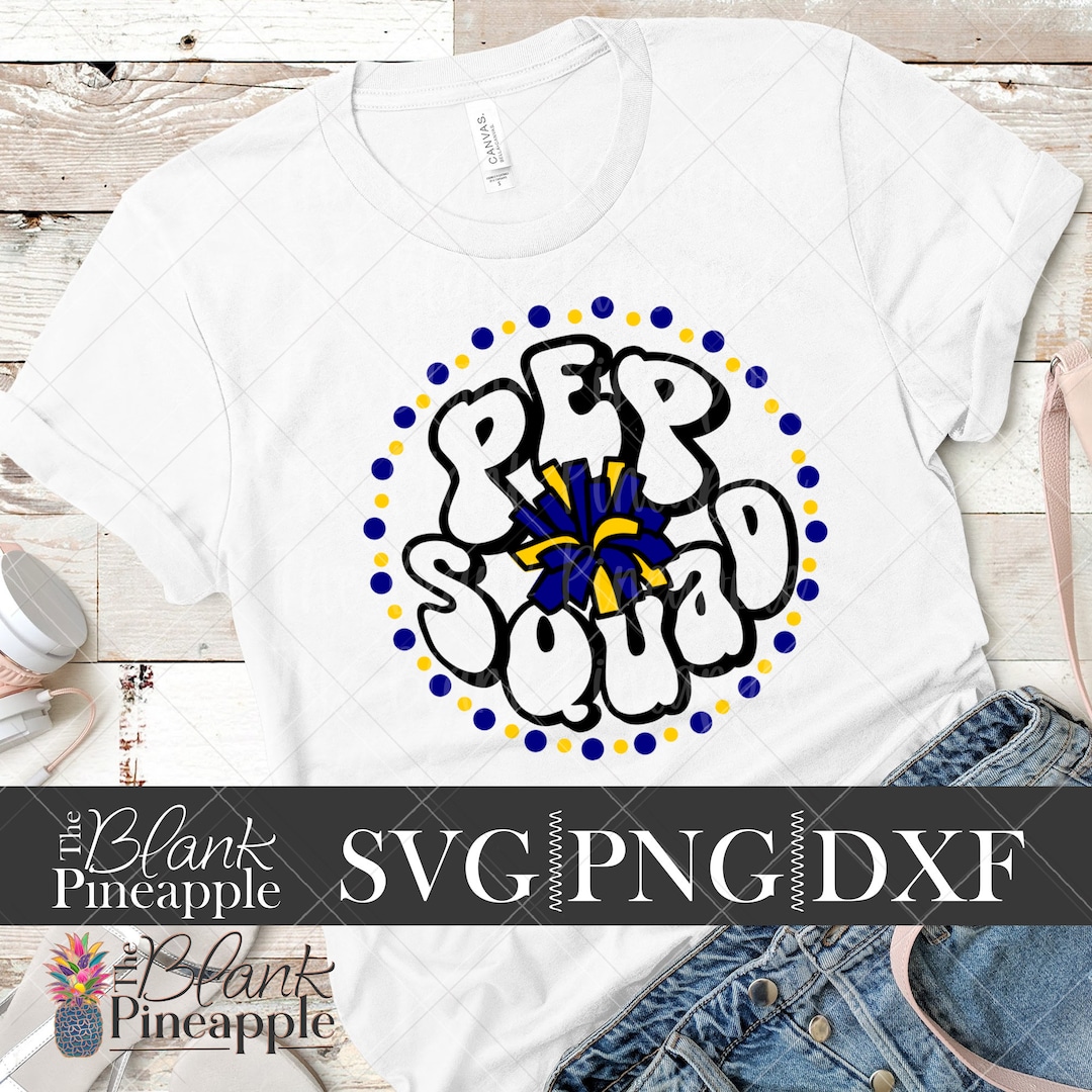 Pep Squad SVG Cut File, Pep Squad With Pom Pom SVG, Dxf, and Png Digital Download, Pep Squad Cut ...