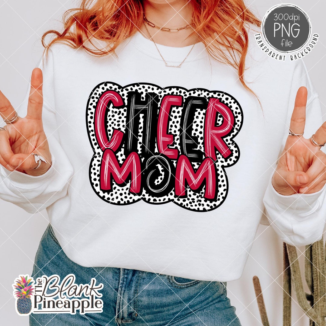 Cheer Mom Design, Cheer Polka Dot Design PNG in Red and Black ...