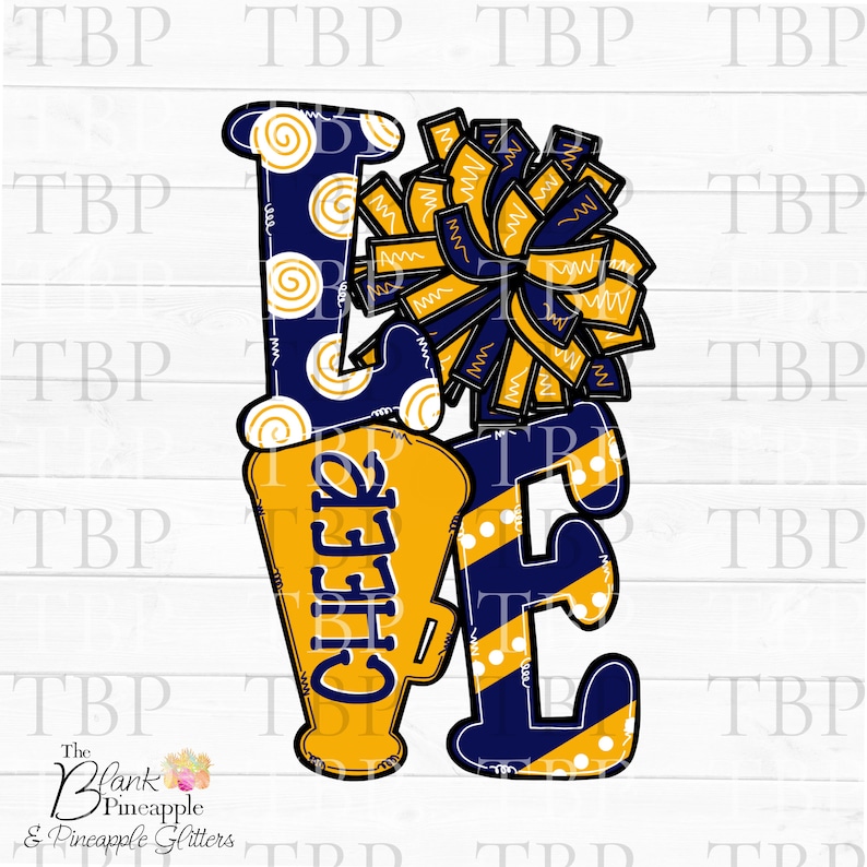 Cheer Design PNG LOVE Cheer Navy and Yellow Gold PNG - Etsy