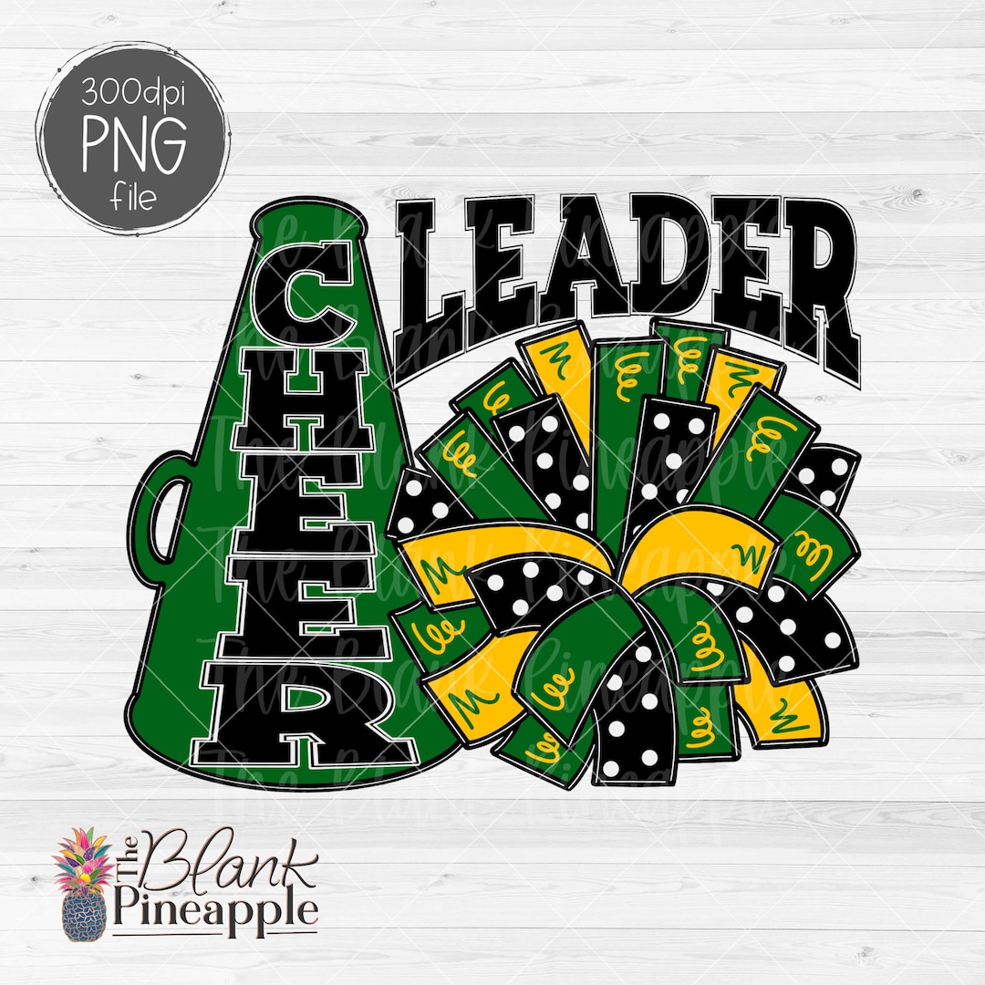 Cheer Design PNG, Cheerleader Pom Pom and Megaphone PNG Design in Dark ...