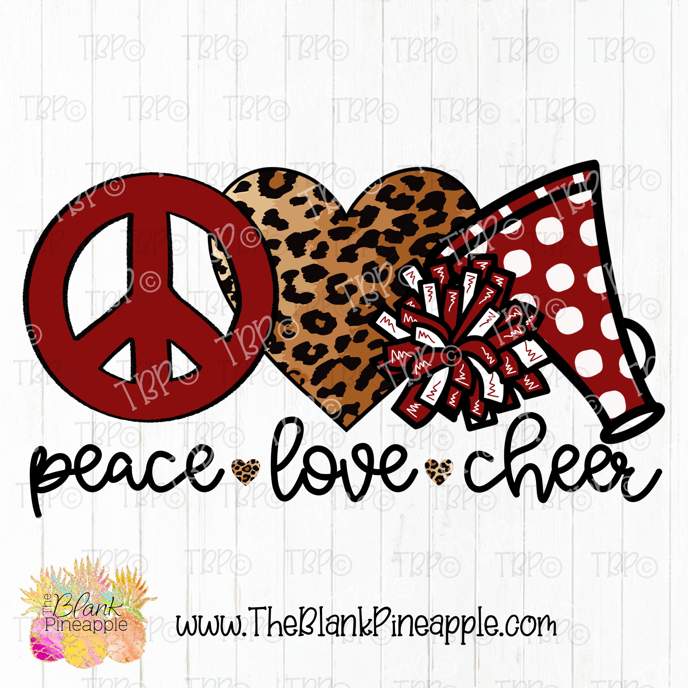 Digital LOVE Cheer Leopard and Dark Red PNG 300dpi Clipart Sublimation ...