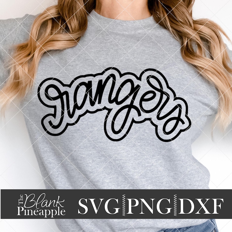 Rangers SVG Cut File, Outlined Rangers Mascot SVG, Dxf, and Png. Mascot ...