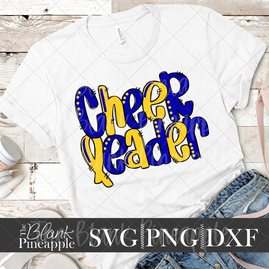 Cheerleader SVG Cut File, Cheerleader Doodle SVG, DXF, and Png Digital ...