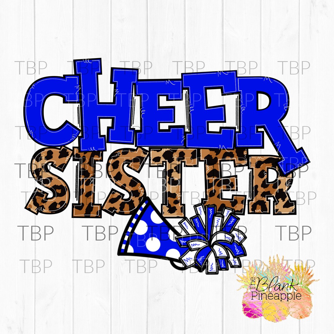 Cheer Design PNG, Cheer Sister Leopard and Blue PNG, Cheerleading ...