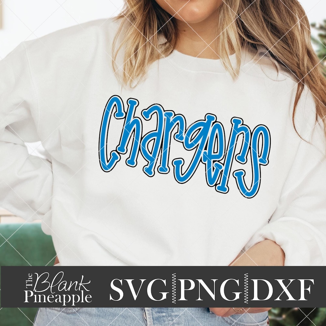 Chargers SVG Cut File, Outlined Chargers Mascot SVG, Dxf, and Png ...
