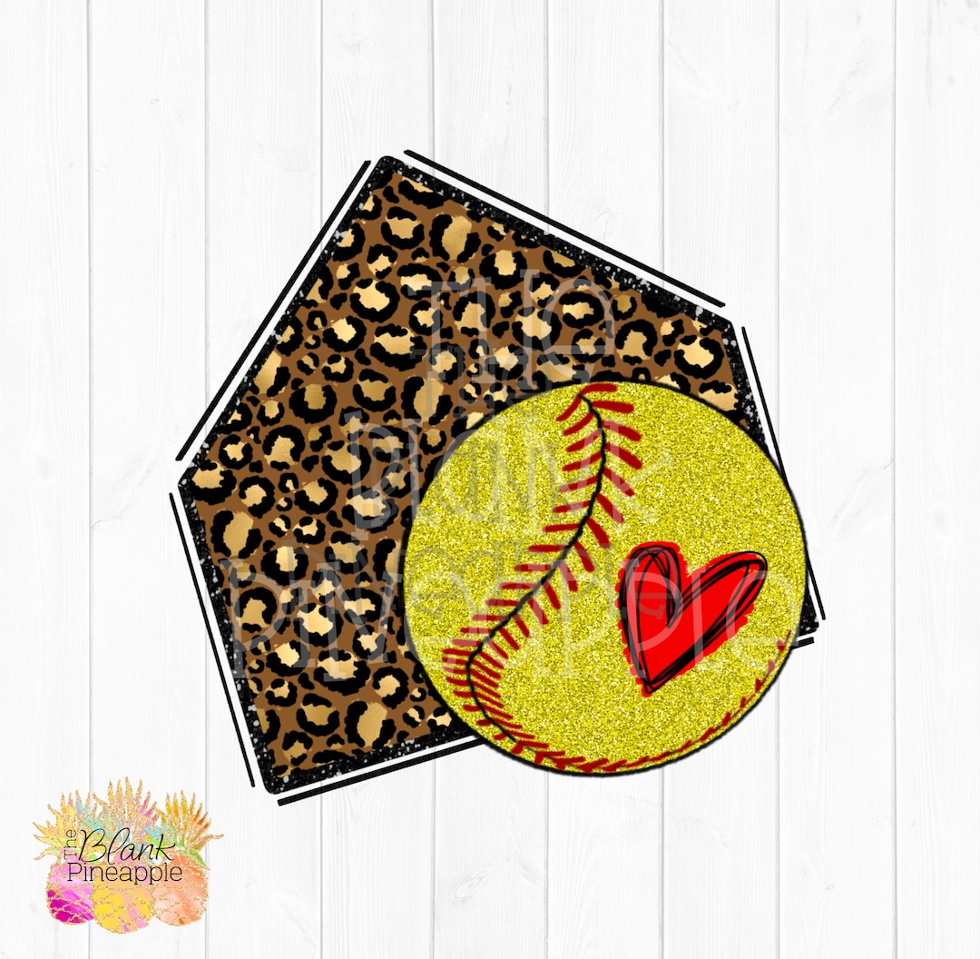 Softball Design PNG, Glitter Leopard Home Plate With Yellow Glitter ...