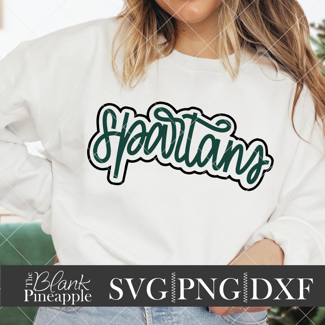 Spartans SVG Cut File, Outlined Spartans Mascot SVG, Dxf, and Png ...