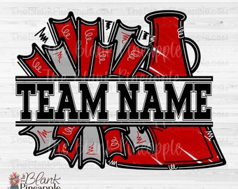 Cheer Design PNG Add Your Own Name Cheer Megaphone and Pom - Etsy