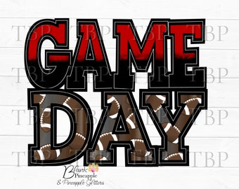 On Game Day Red and Black Football PNG File/ Digital Download - Etsy
