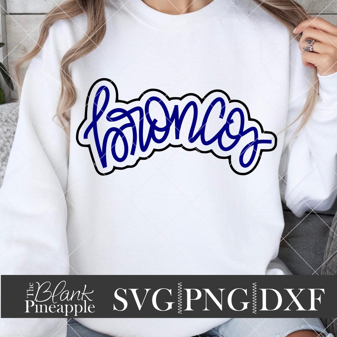 Broncos SVG Cut File, Outlined Broncos Mascot SVG, Dxf, and Png Digital ...