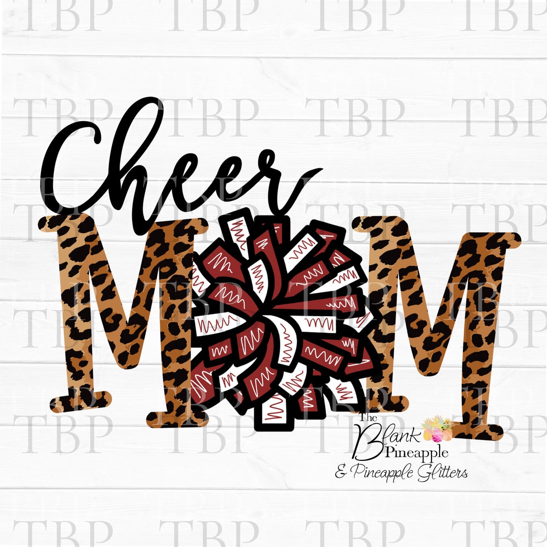 Cheer Design Cheer Mom Dark Red and White With Animal Print PNG 300dpi ...