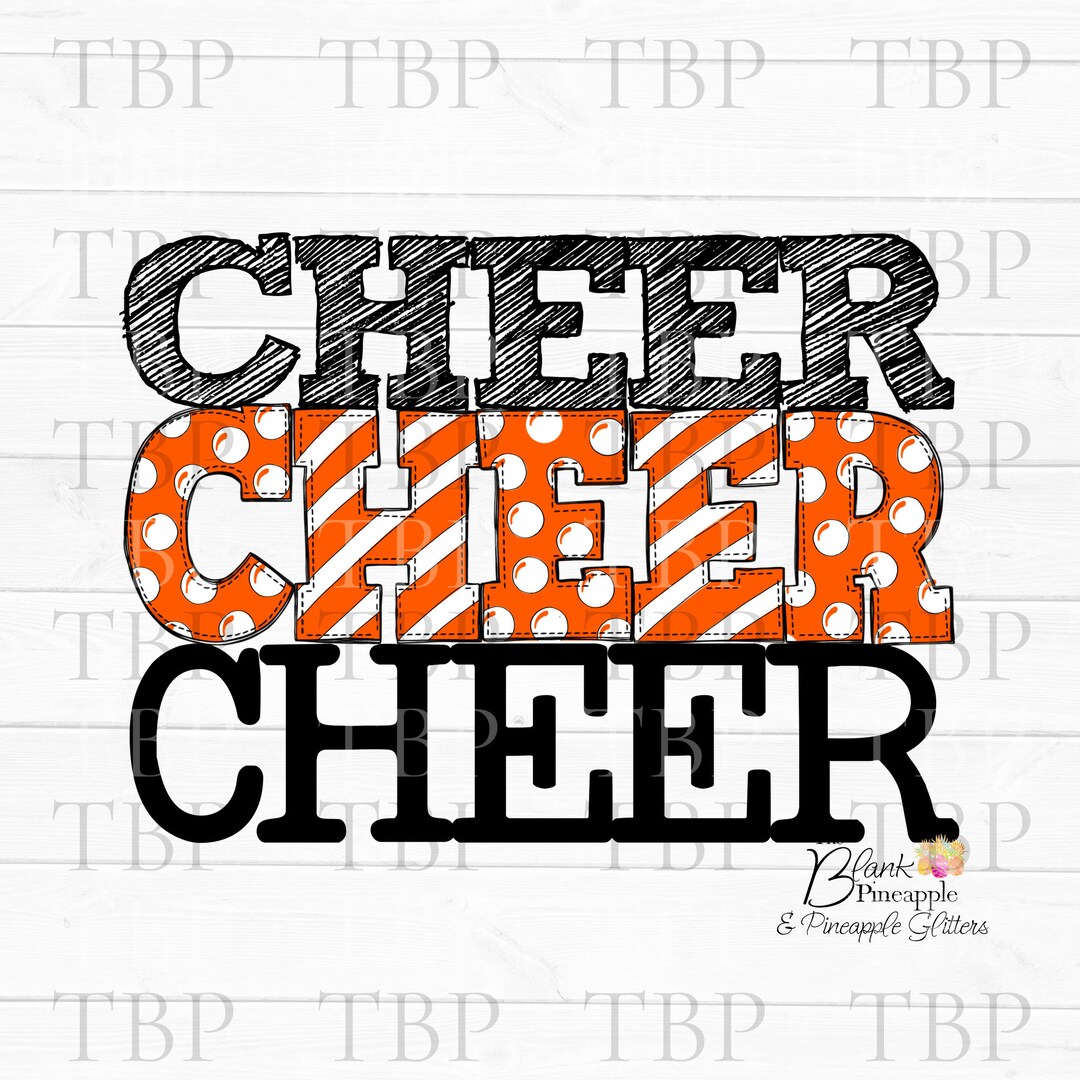 Cheer Doodle in Orange PNG 300dpi Clipart Sublimation Download Design ...