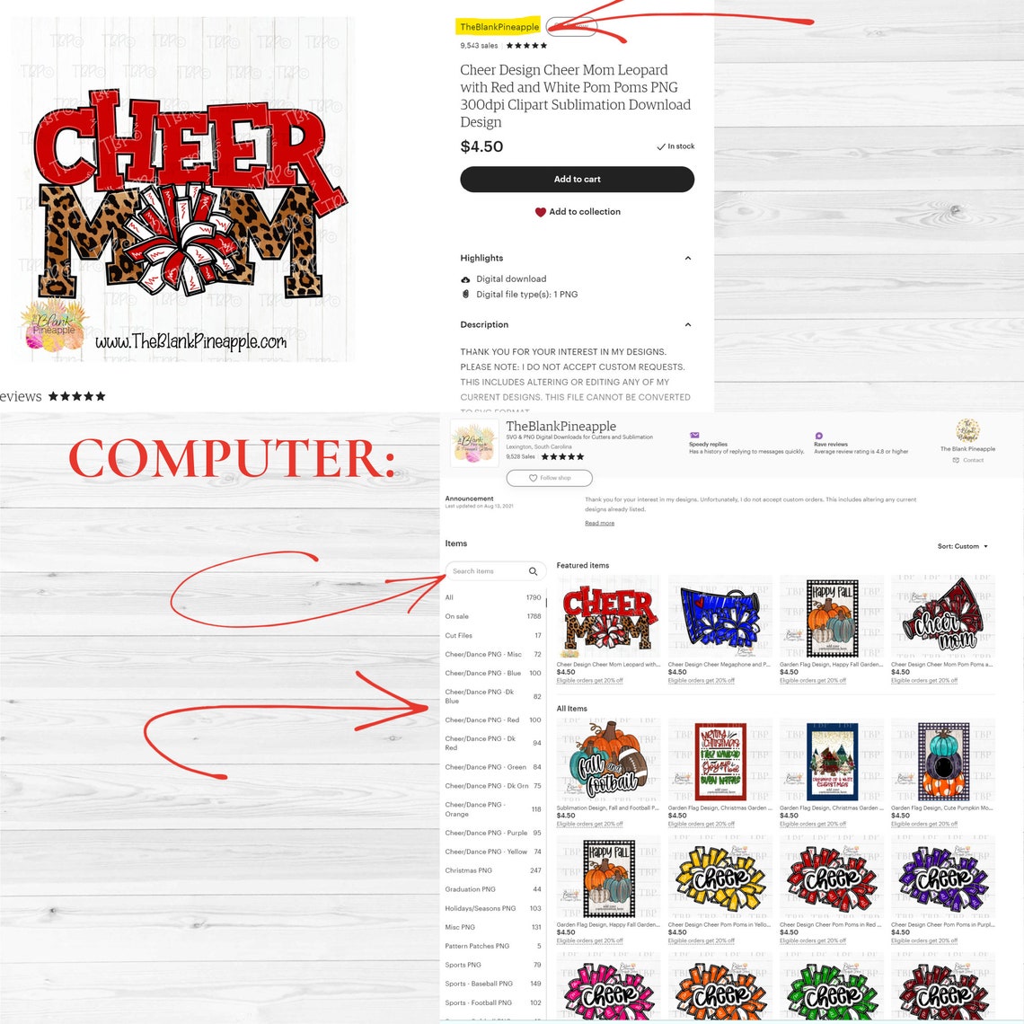 Cheer Design PNG, Cheer Mom Black Foil and Orange Glitter With Pom Poms ...