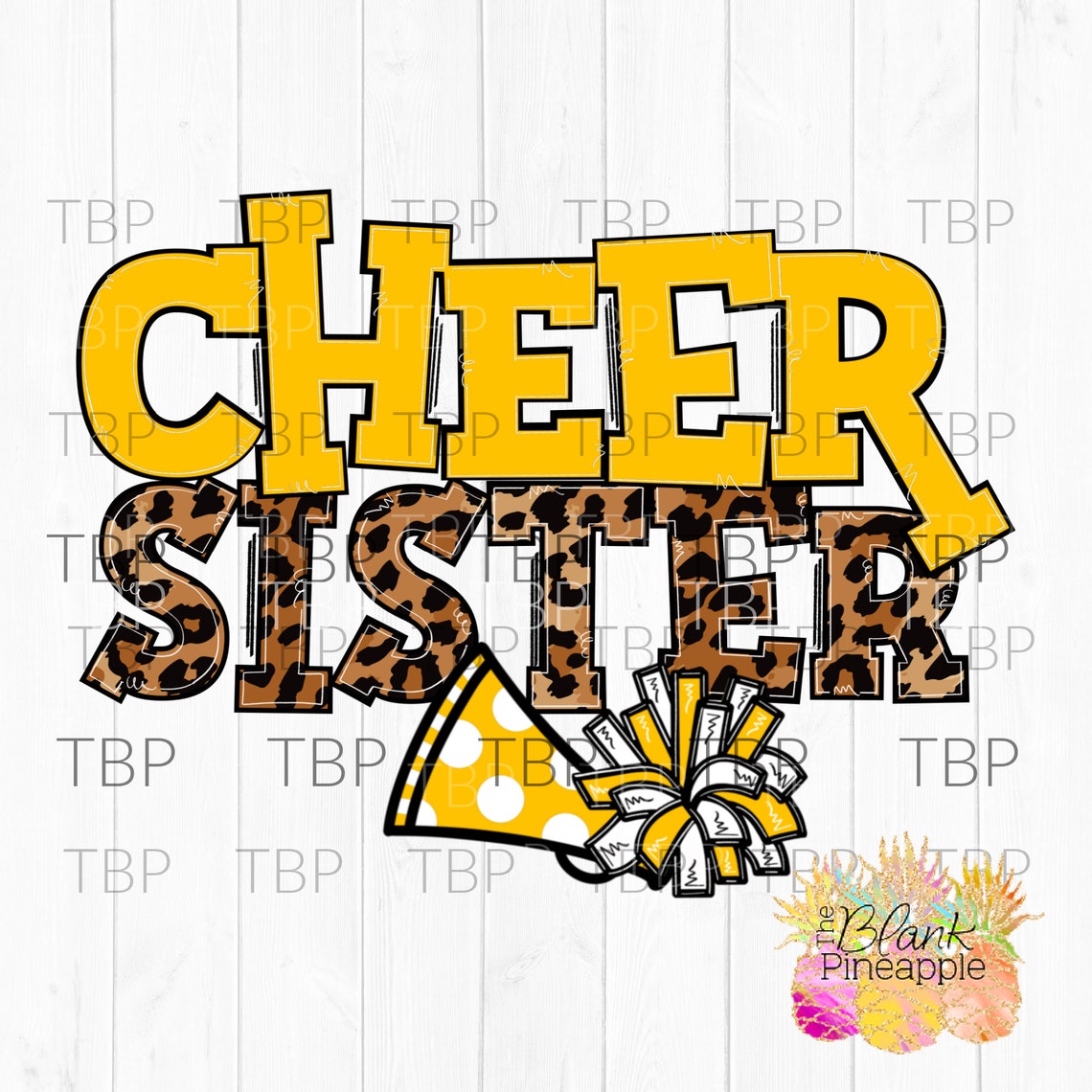 Cheer Design PNG, Cheer Sister Leopard and Yellow PNG, Cheerleading ...