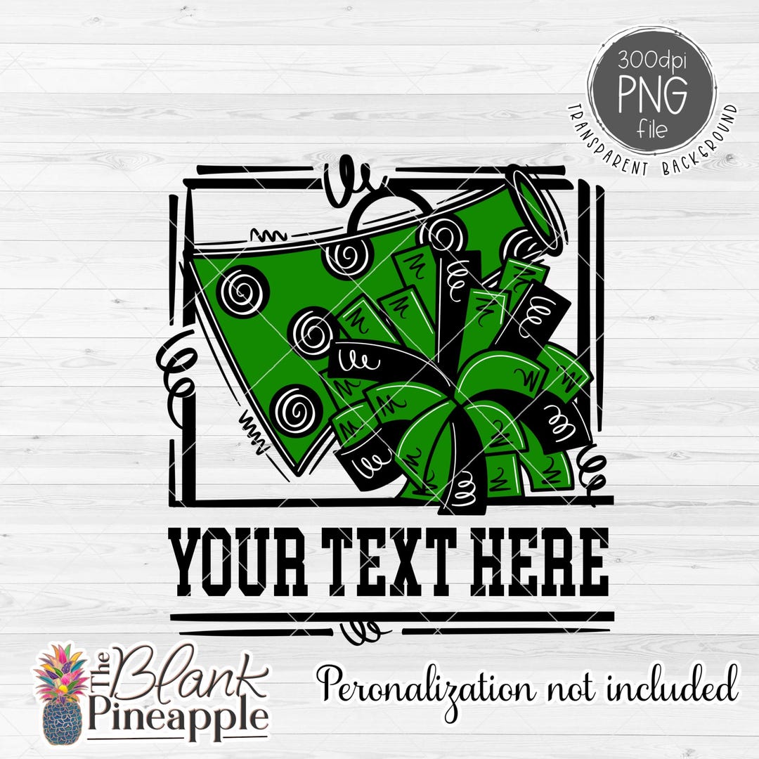 Cheerleading Design PNG, Green and Black Cheerleading Pom Pom and ...