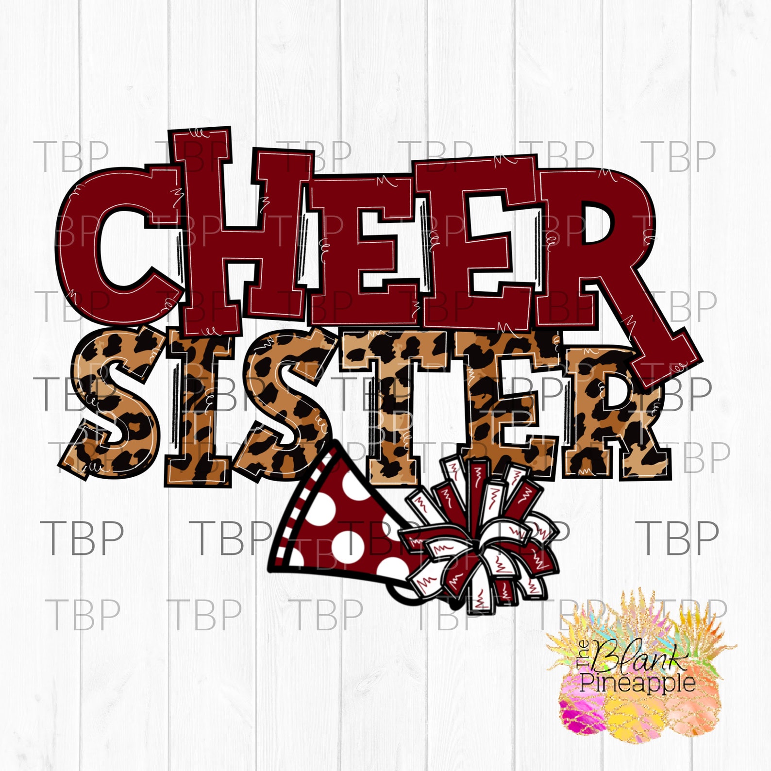 Cheer Design PNG Cheer Sister Leopard and Dark Red PNG 300dpi - Etsy